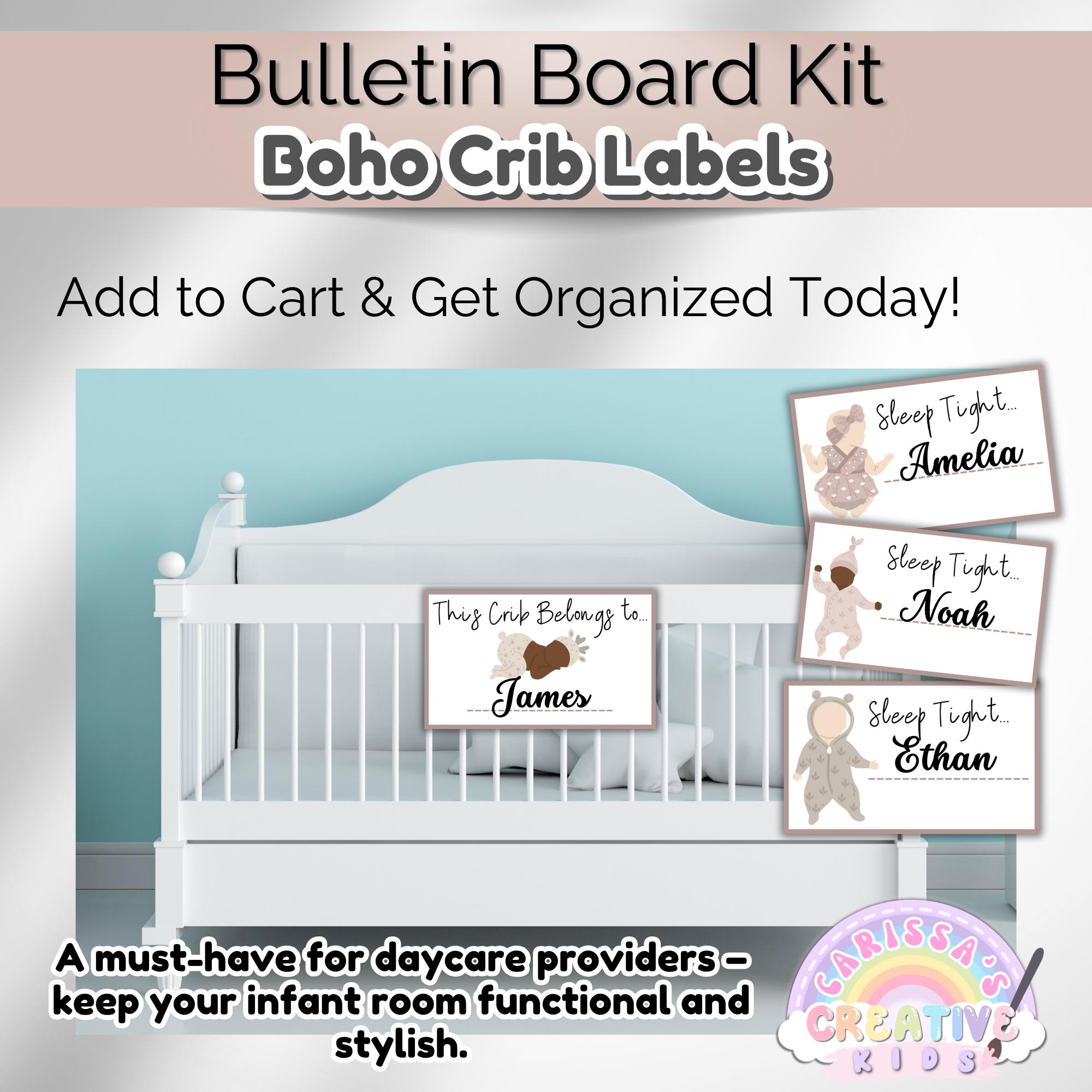 Boho Daycare Crib Labels Infant Classroom Printables Template | Name ...