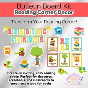 Reading Corner Bulletin Board Kit | Daycare Playroom | Preschool Book ...