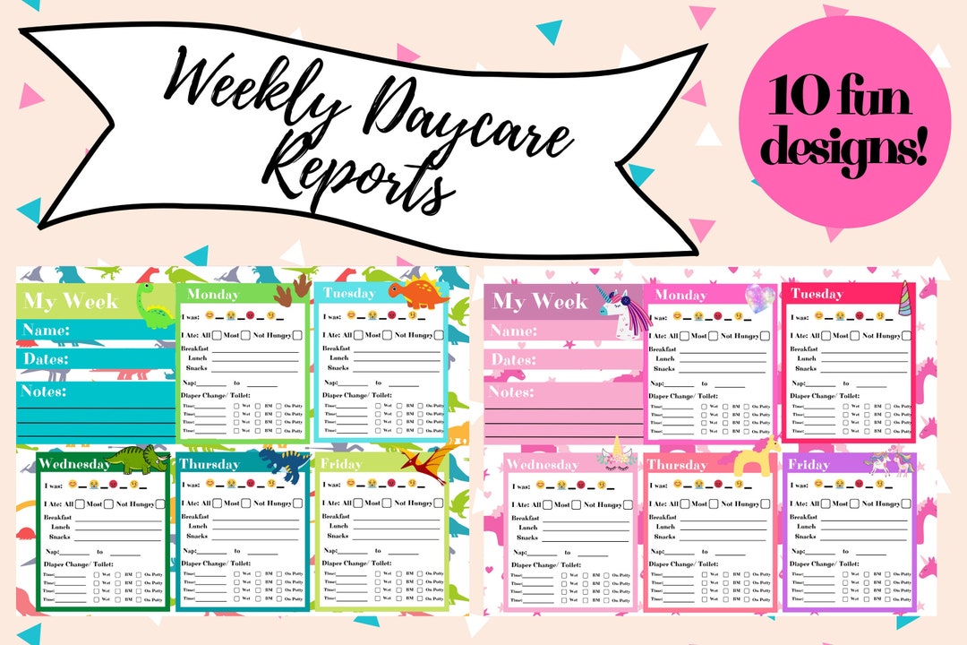 Weekly Daycare Reports for Infants, Toddlers or Preschoolers - Etsy