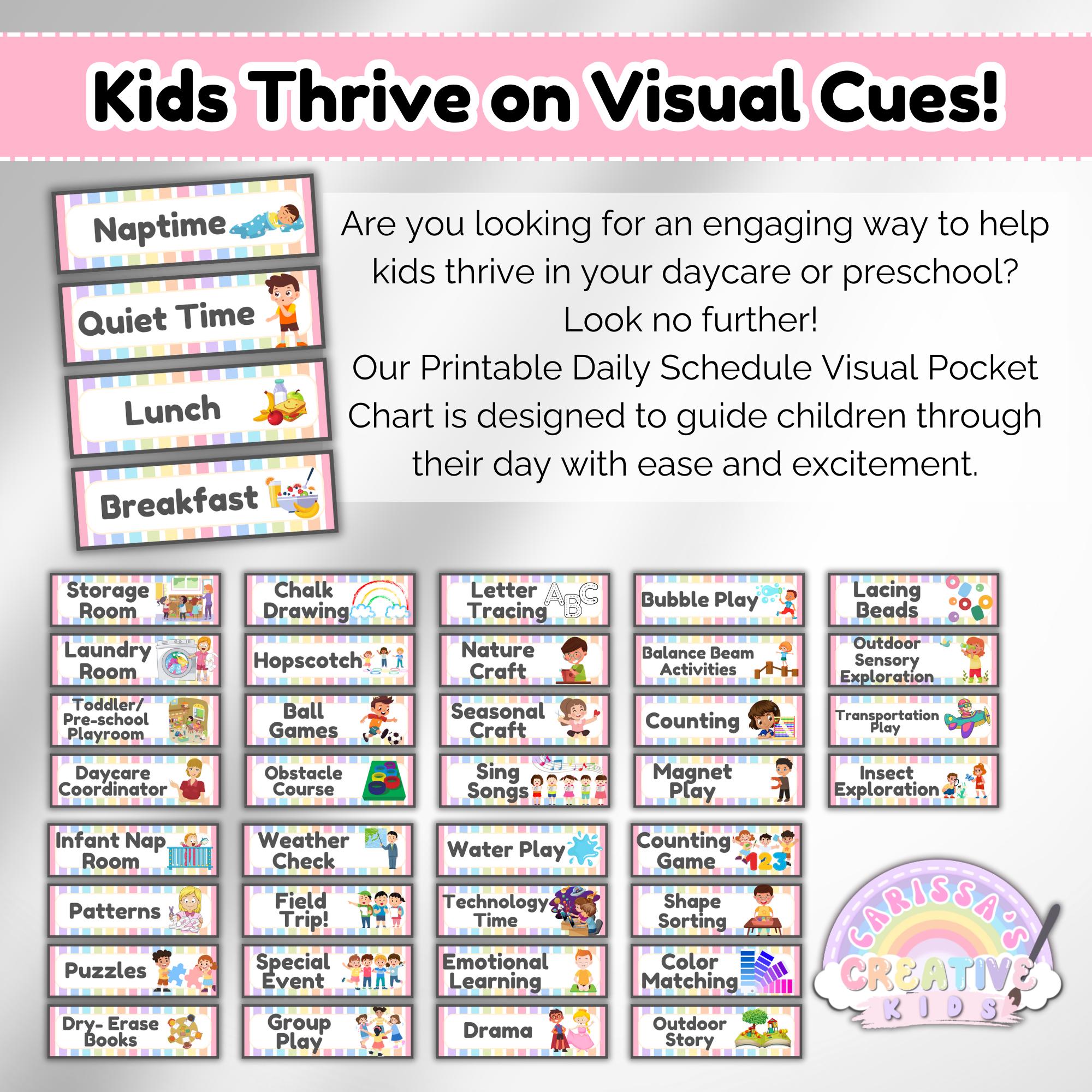 Printable Daily Schedule Cards for Daycares, Preschools & Childcare ...