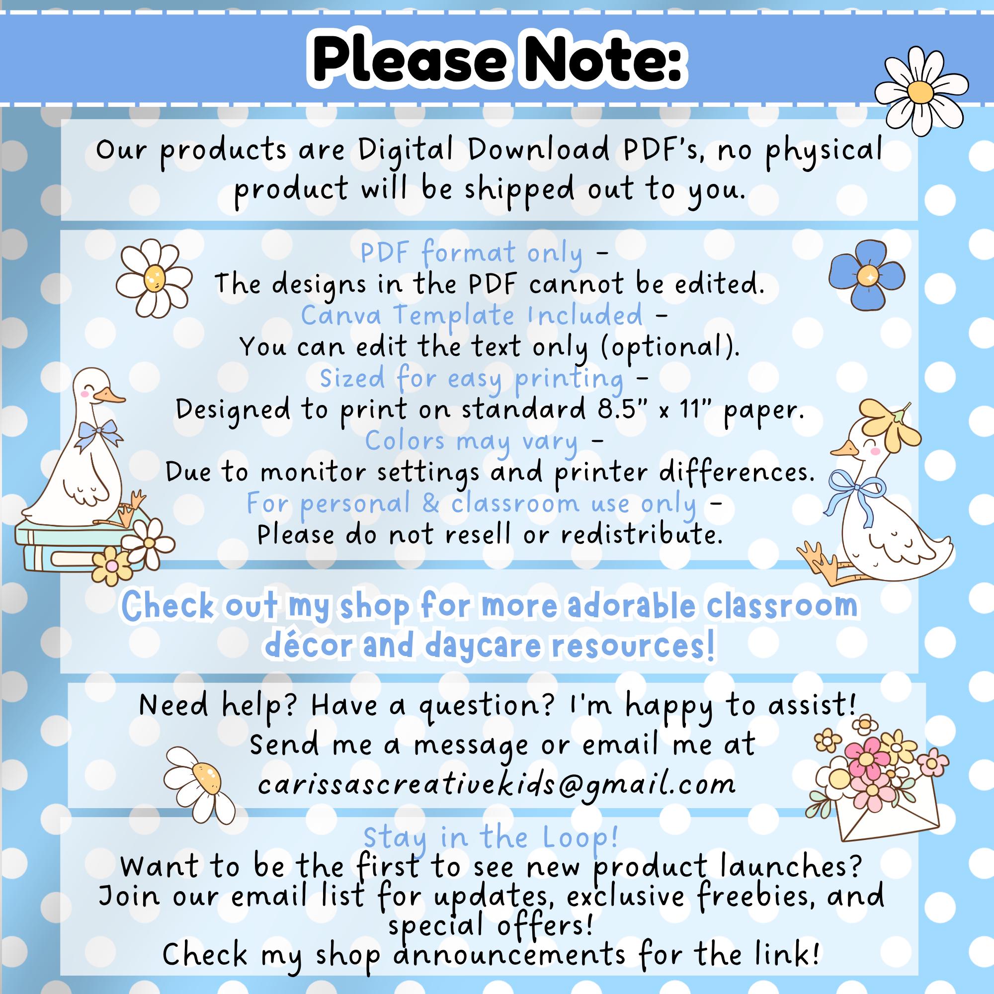 Silly Goose Classroom Decor Calendar | Editable Preschool and Daycare ...