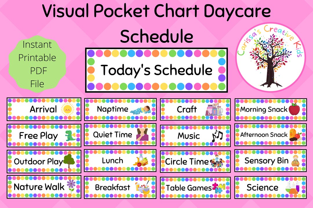 Rainbow Dot Visual Schedule Cards for Preschool & Daycare | Editable ...