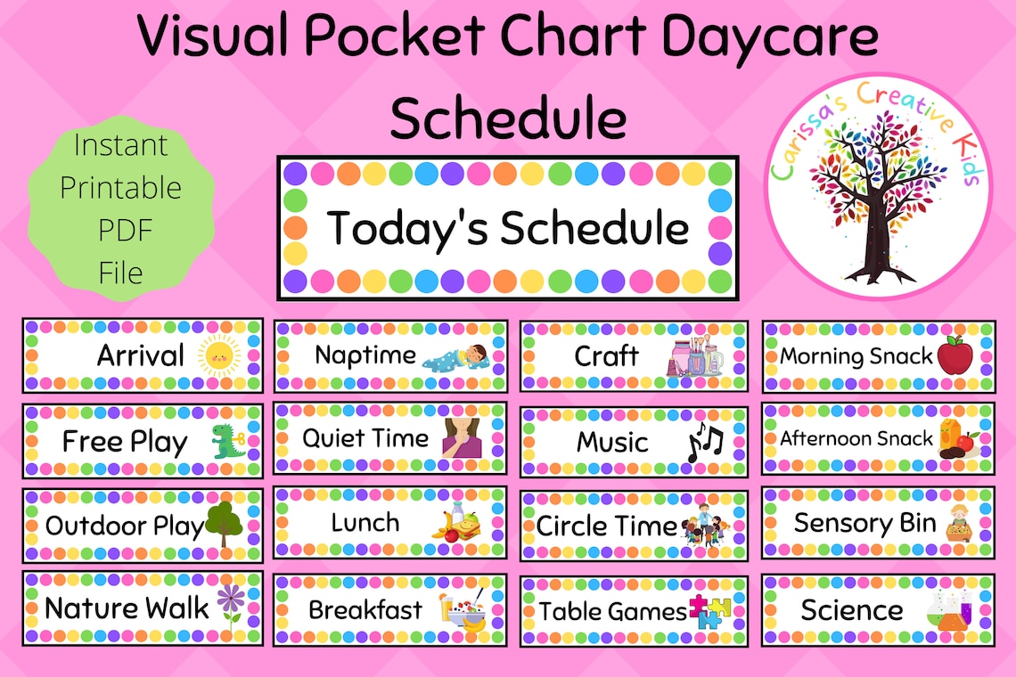 Visual Pocket Chart Daily Daycare Schedule Home Daycare - Etsy