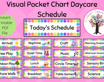 Rainbow Dot Visual Schedule Cards for Preschool & Daycare | Editable ...