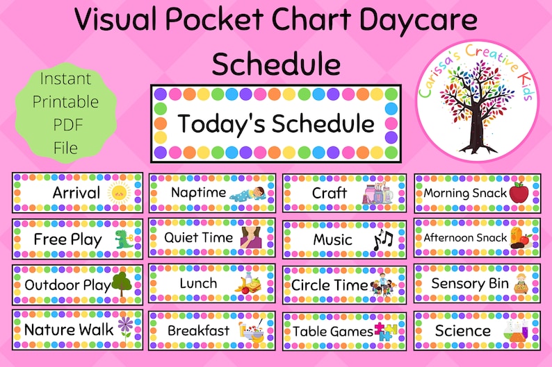 Rainbow Dot Visual Schedule Cards for Preschool & Daycare | Editable ...