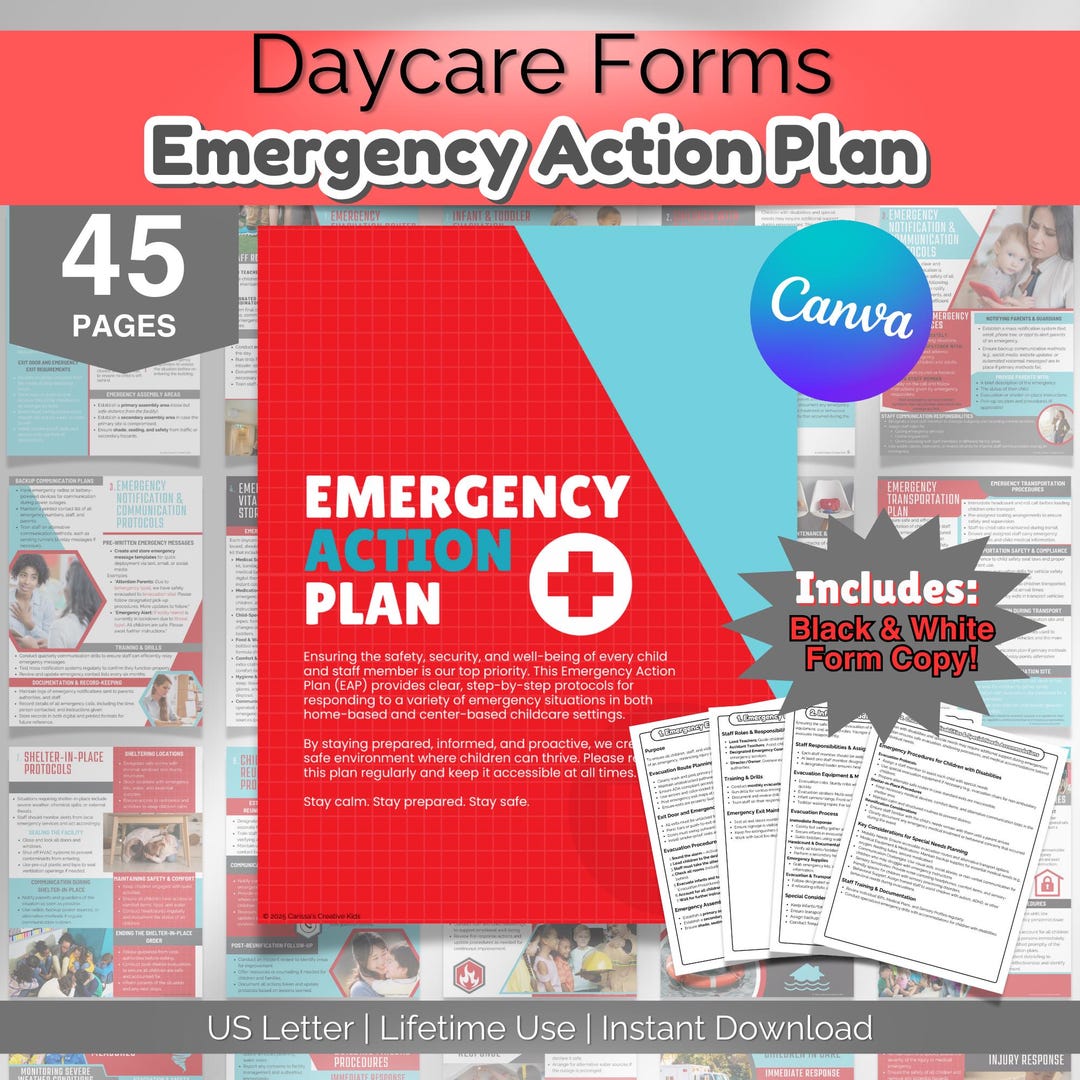 Daycare Emergency Plan | Editable Emergency Action Plan and Evacuation ...