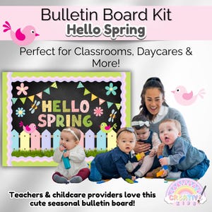 Hello Spring Bulletin Board Kit | Preschool Classroom Decor | Daycare ...