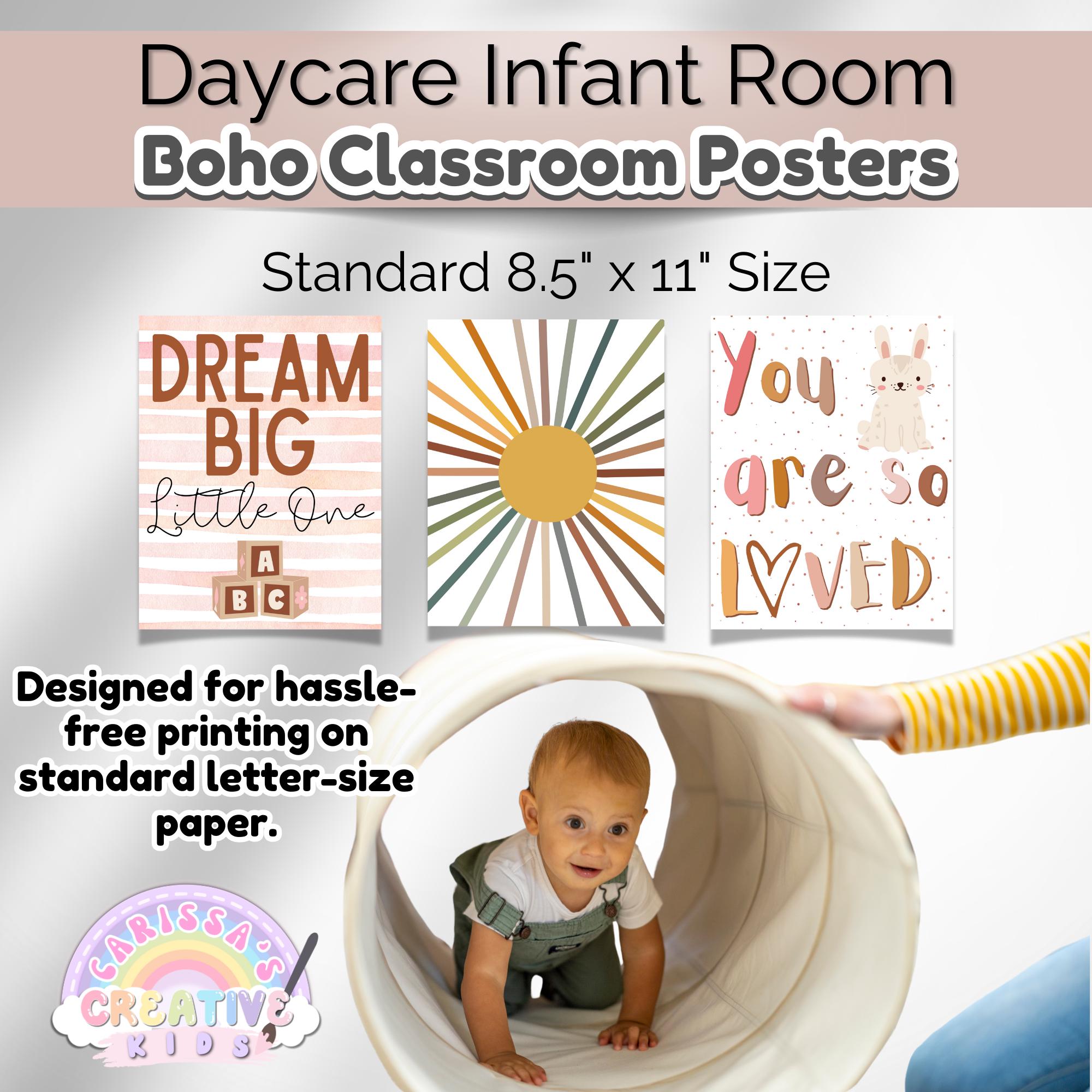 Daycare Infant Classroom Boho Rainbow Theme Posters | Neutral Infant ...