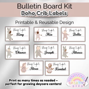 Boho Daycare Crib Labels Infant Classroom Printables Template | Name ...