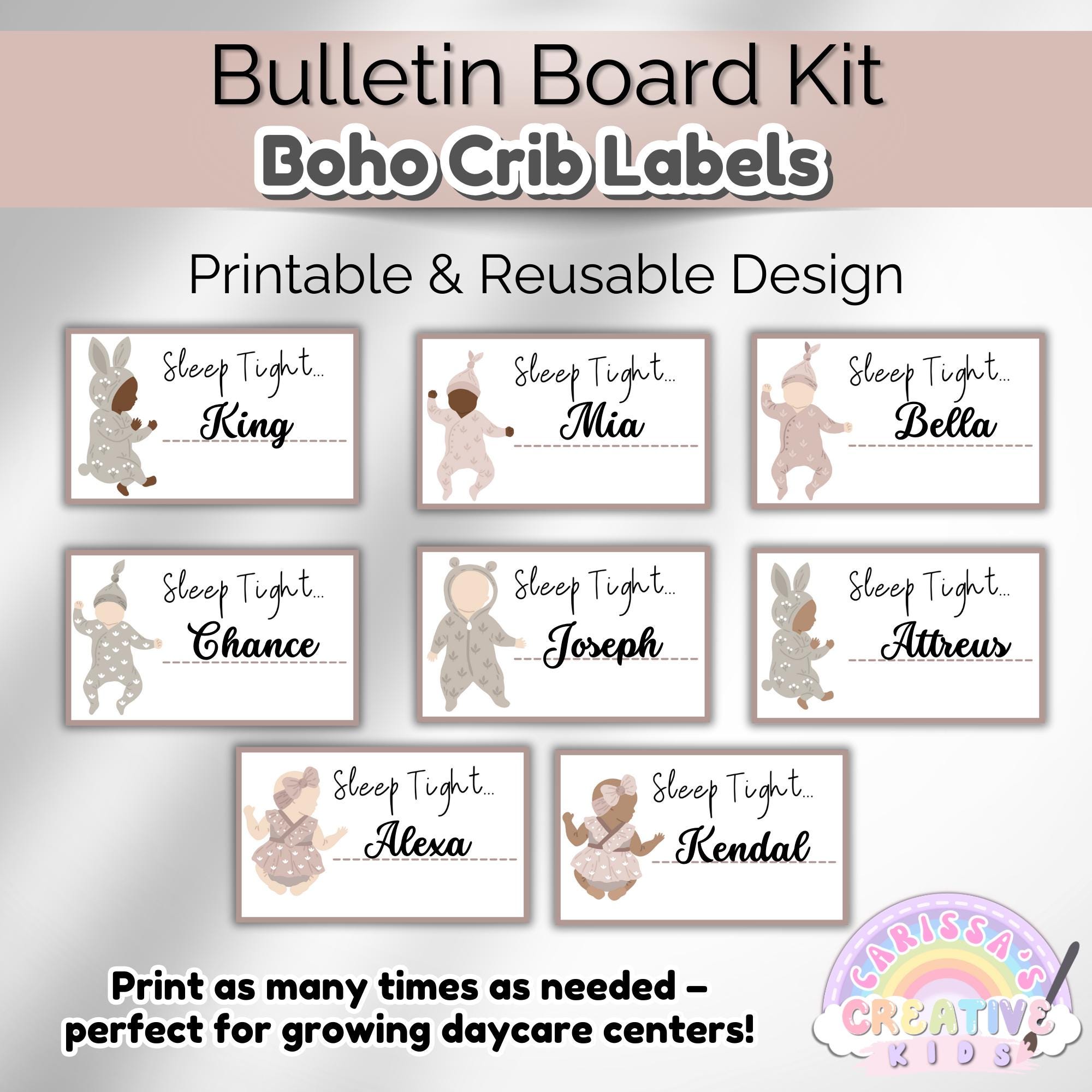 Boho Daycare Crib Labels Infant Classroom Printables Template | Name ...