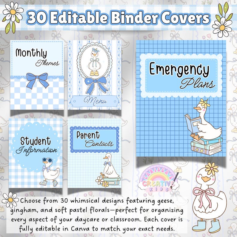 Editable Binder Covers and Spines | Silly Goose Classroom Decor Theme ...