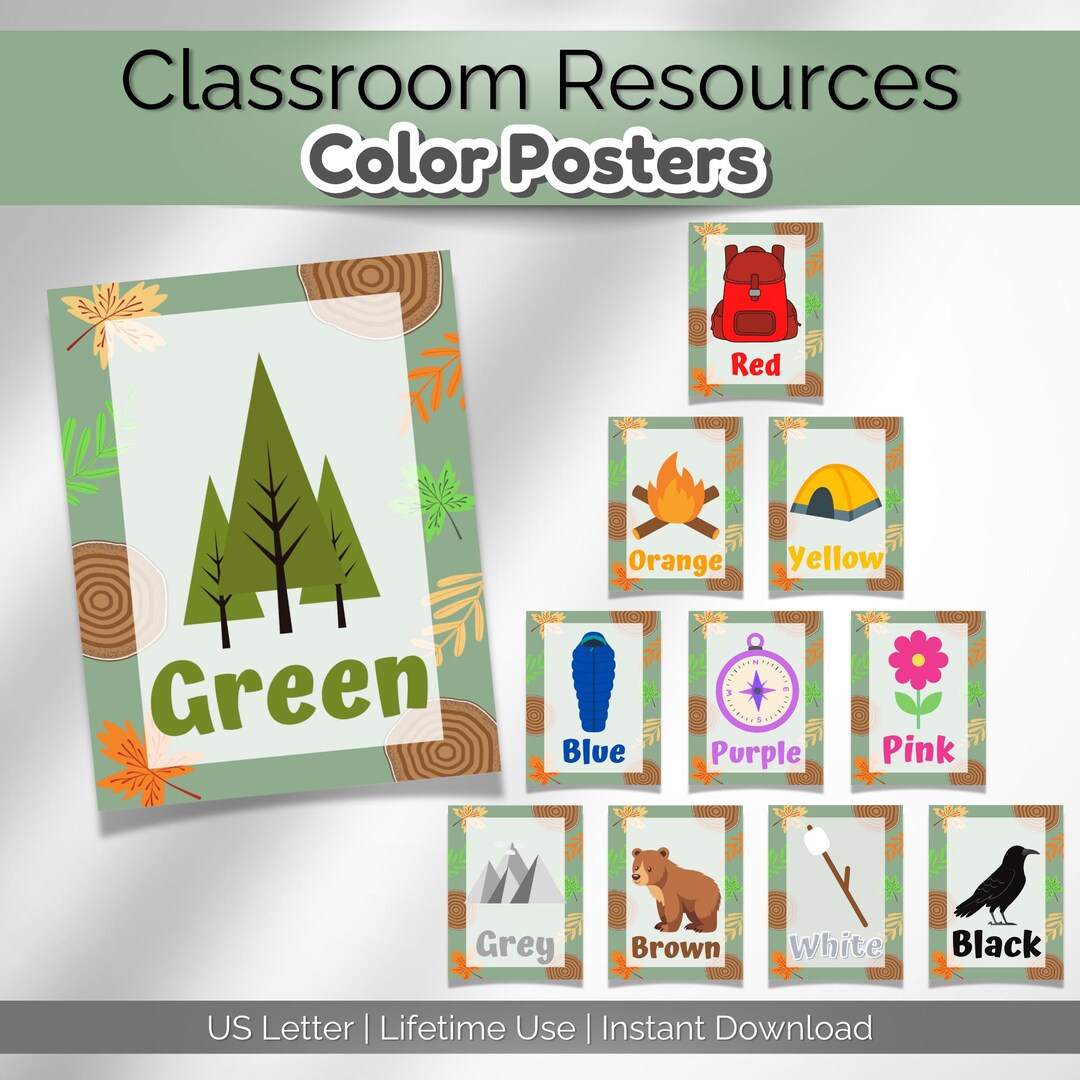 Outdoors Camping Themed Classroom Color Posters Decor | Daycare ...