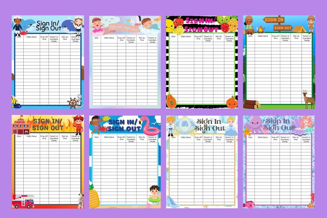 Cute and Colorful Daycare Sign in and Out Sheets Perfect for Your ...