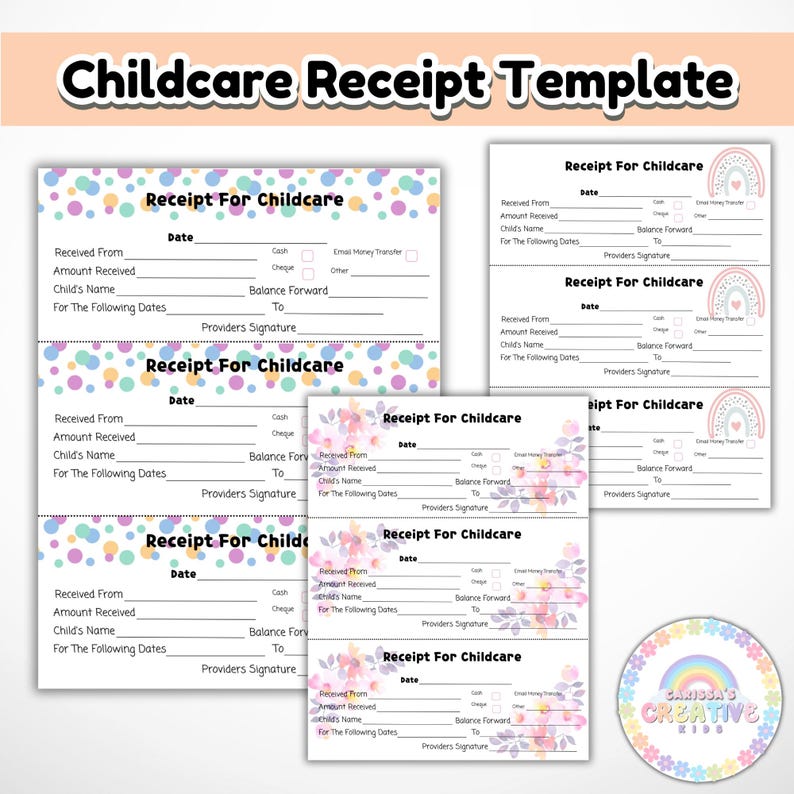Daycare Forms- Editable Receipt Template | Daycare Tax Receipts ...