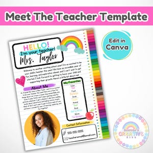 Meet the Teacher Template | Back to School Printable | Teacher ...