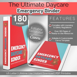 Daycare Emergency Planning Binder Editable Template | Emergency Action ...