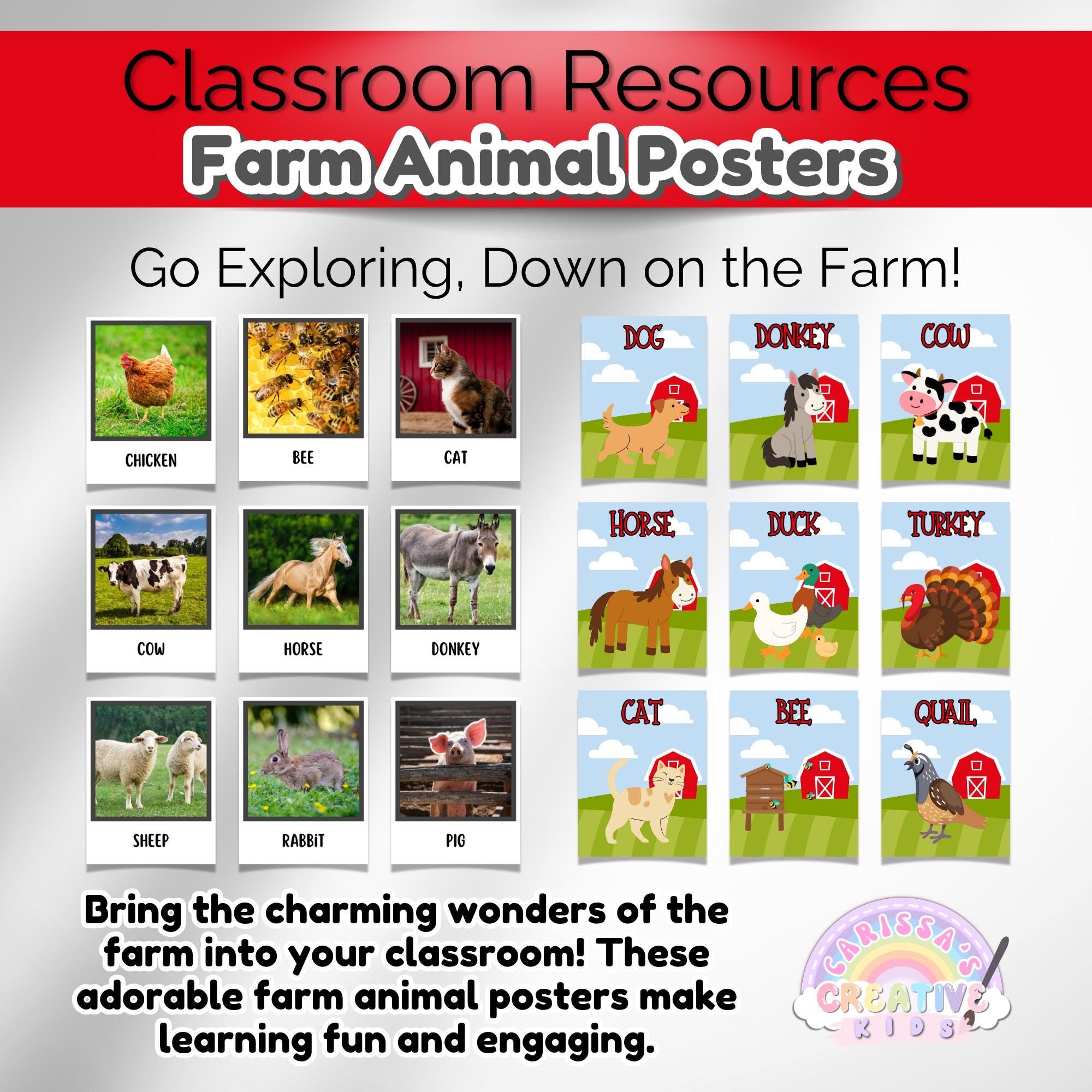 Preschool Farm Animal Posters | Daycare Playroom Farming Posters ...