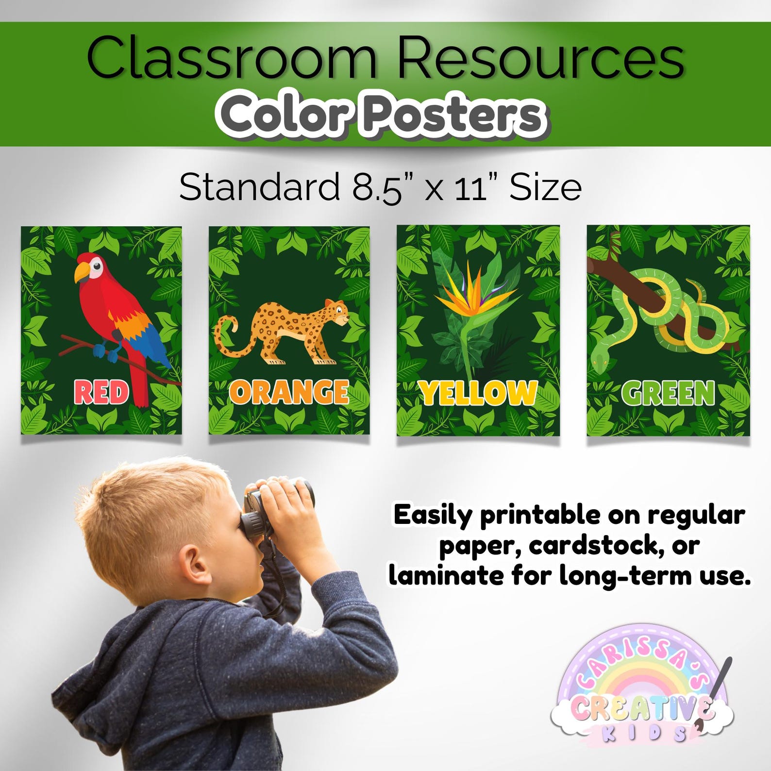 Preschool Rainforest Jungle Color Posters | Jungle Classroom Theme ...
