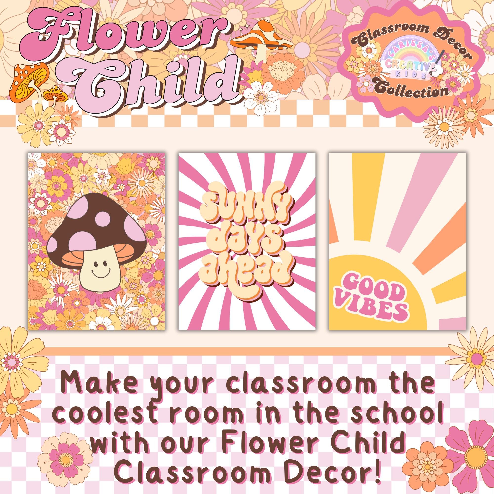 Retro Groovy Classroom Decor Posters | Boho Retro Classroom Theme ...