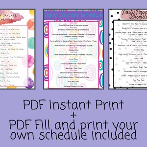 Daily Daycare Schedules | PDF Printable as Well as PDF Fill and Print ...