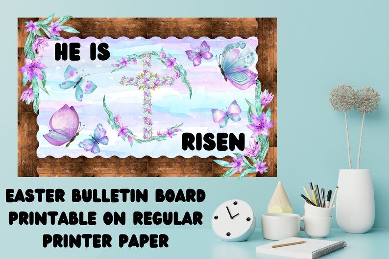 Easter Bulletin Board He is Risen School Bulletin Board PDF Printable ...