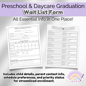 Daycare Waitlist Forms Template | Preschool Classroom Management ...