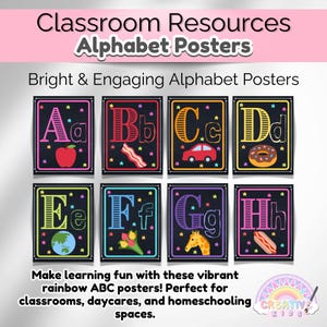 Rainbow Alphabet Posters Preschool Classroom Decor | Alphabet Playroom ...