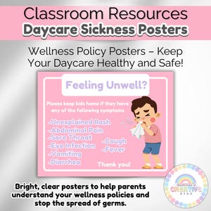 Daycare Sickness Posters | Sick Policy Posters to Help Keep Your Space ...