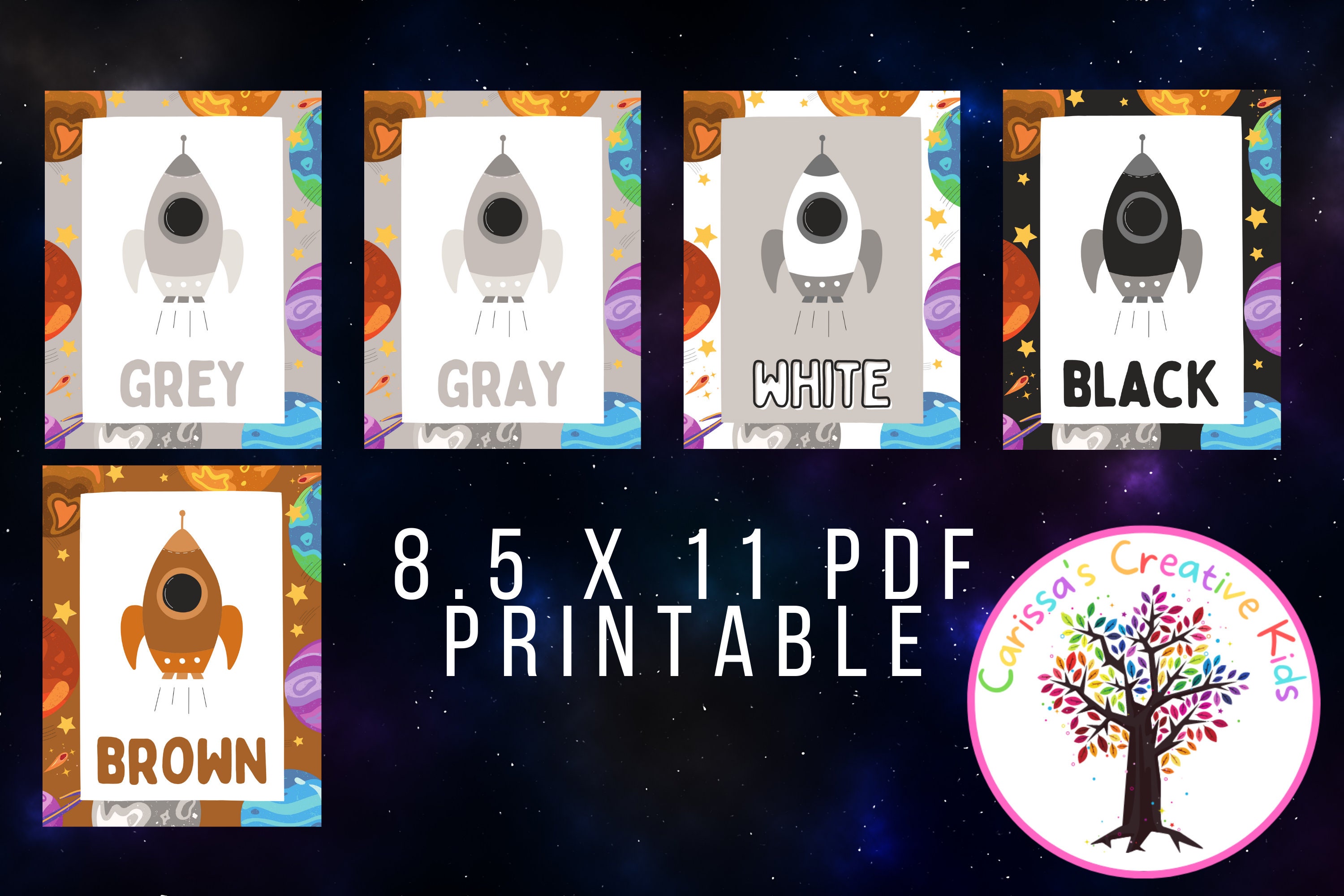 Space Color Posters Solar System Classroom Playroom Art - Etsy