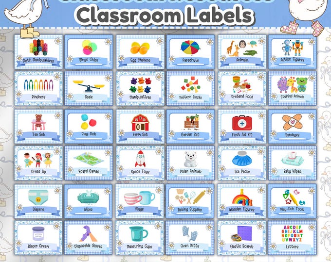Classroom Decor Labels for Daycare & Preschool | Editable Silly Goose ...