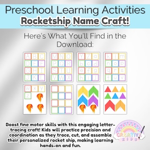 Rocketship Name Craft | Preschool Outer Space Theme | Large Group Craft ...