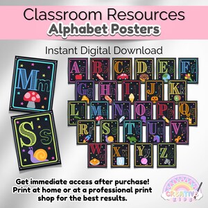 Rainbow Alphabet Posters Preschool Classroom Decor | Alphabet Playroom ...