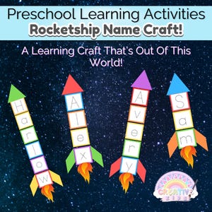 Rocketship Name Craft | Preschool Outer Space Theme | Large Group Craft ...