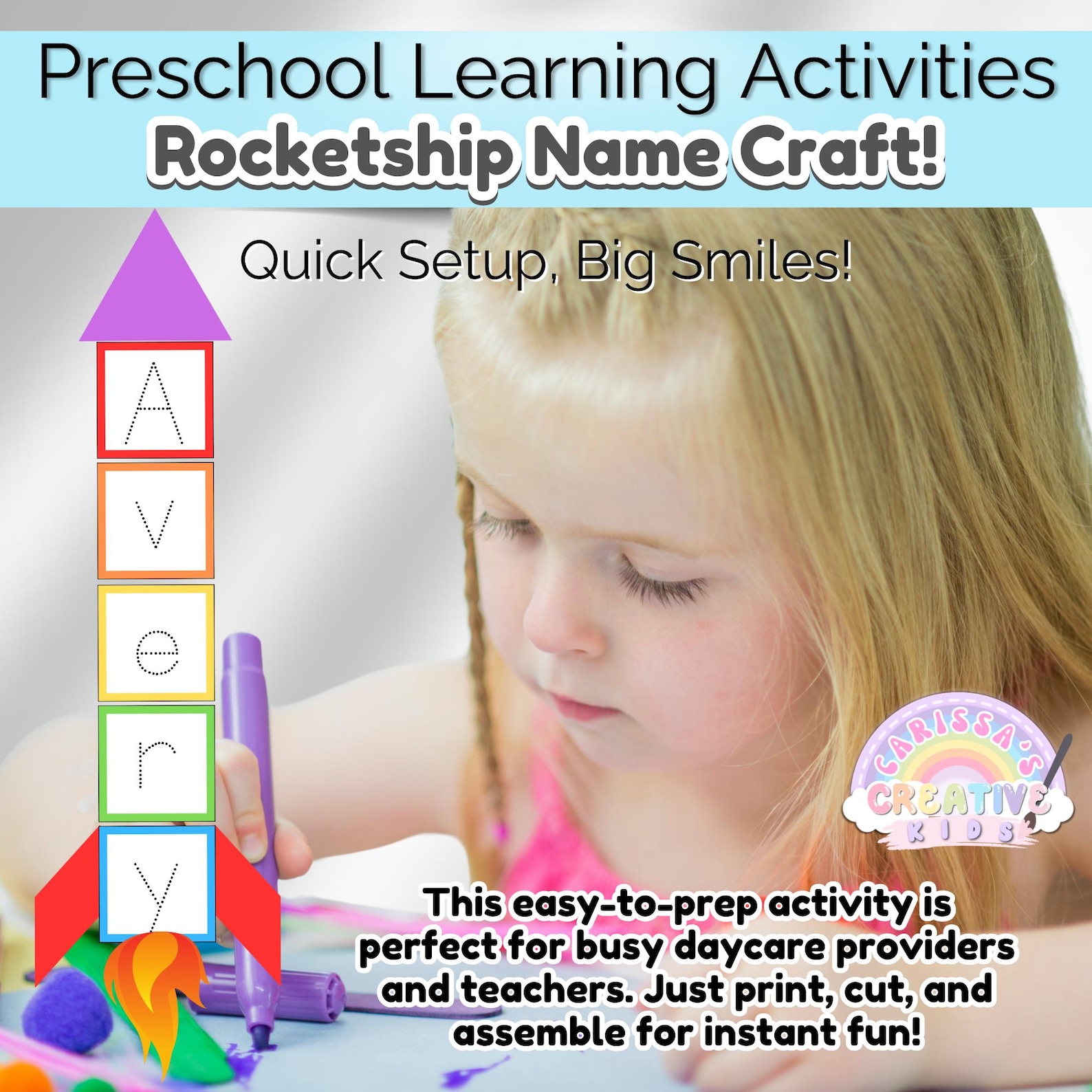 Rocketship Name Craft | Preschool Outer Space Theme | Large Group Craft ...