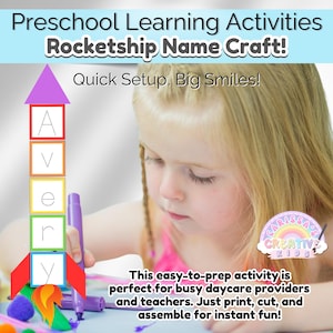 Rocketship Name Craft | Preschool Outer Space Theme | Large Group Craft ...