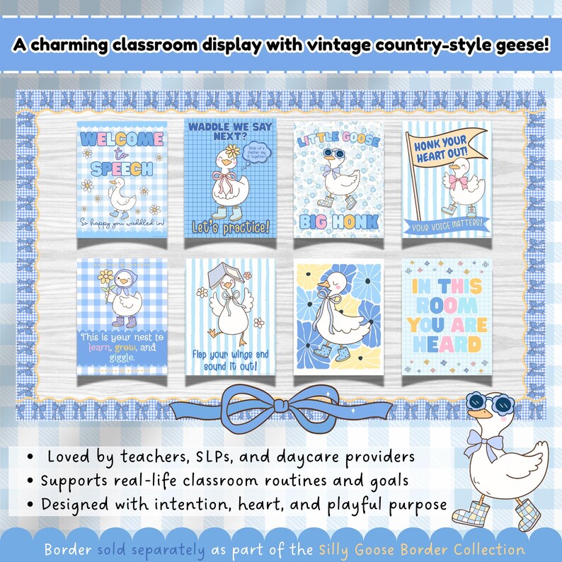 Silly Goose Speech Therapy Posters Printable | SLP Classroom Decor Wall ...