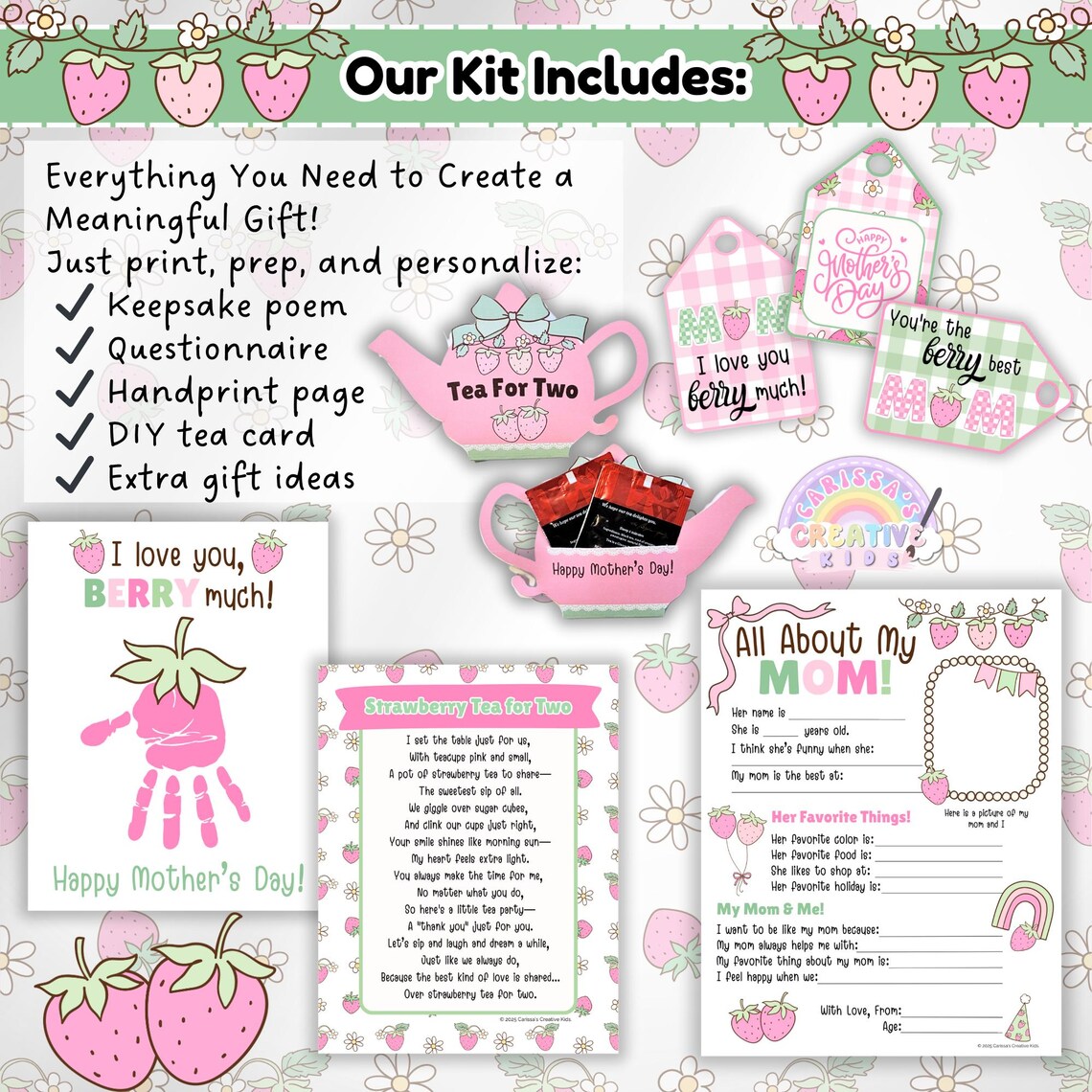 Mother’s Day Gift Craft Kit for Kids | Printable Keepsake Card ...
