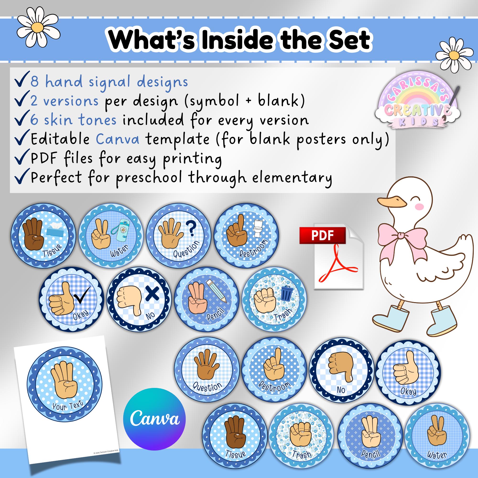 Silly Goose Hand Signal Posters • 6 Skin Tones • Editable Canva ...