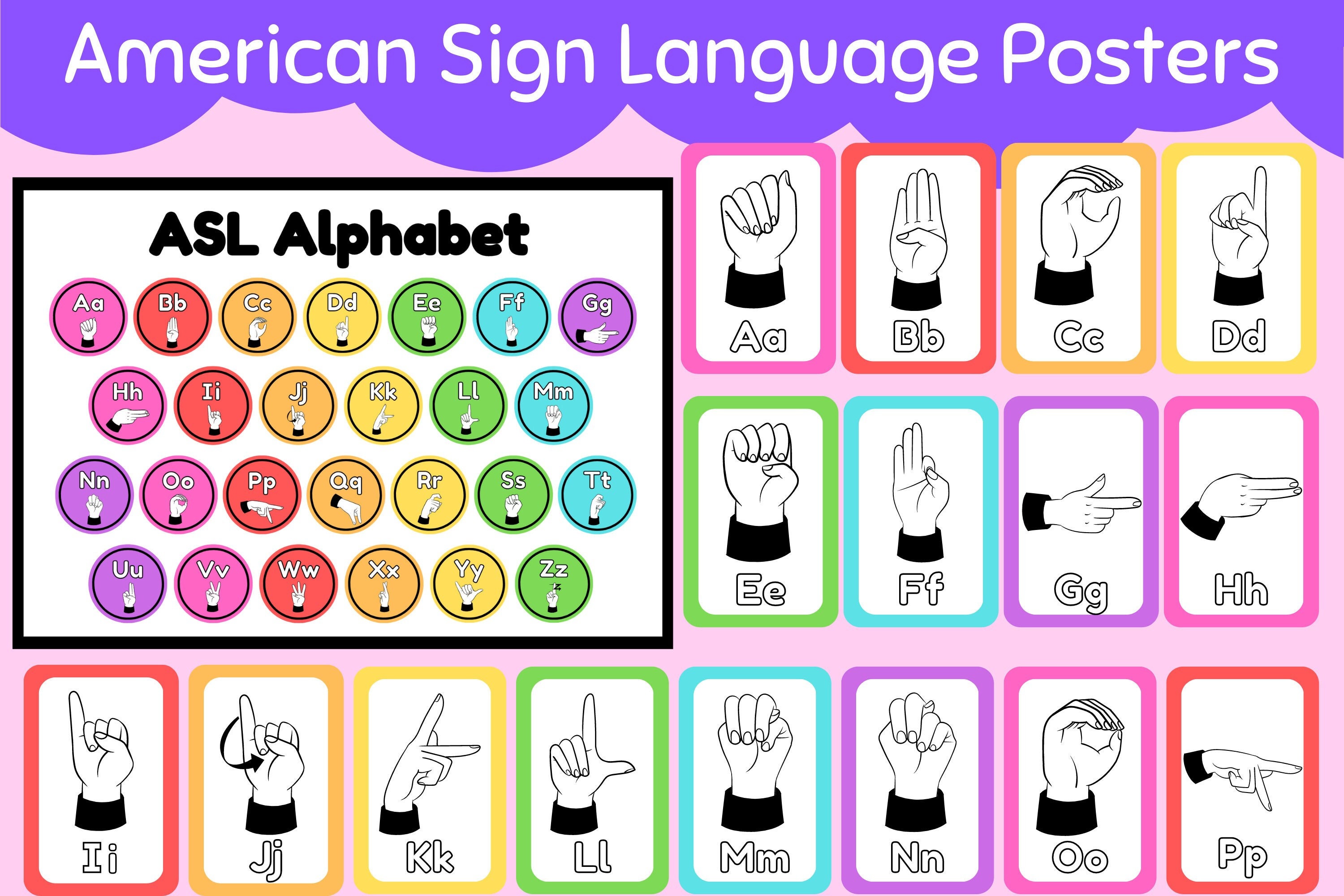 American Sign Language Classroom Posters ASL Posters Classroom ASL ...