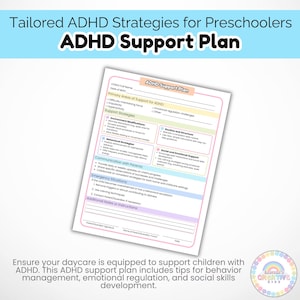 ADHD Support Plan for Daycare Editable Template | Preschool Emotional ...