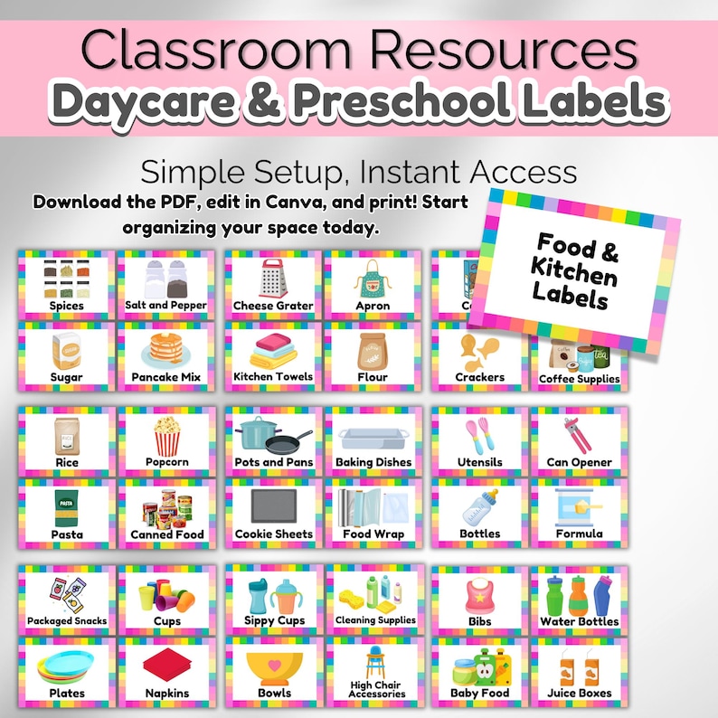 Printable Daycare Organization Labels | Preschool Classroom Labels ...