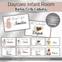 Printable Daycare Cot Labels – PDF Pillow Name Tags for Nursery Bedding ...