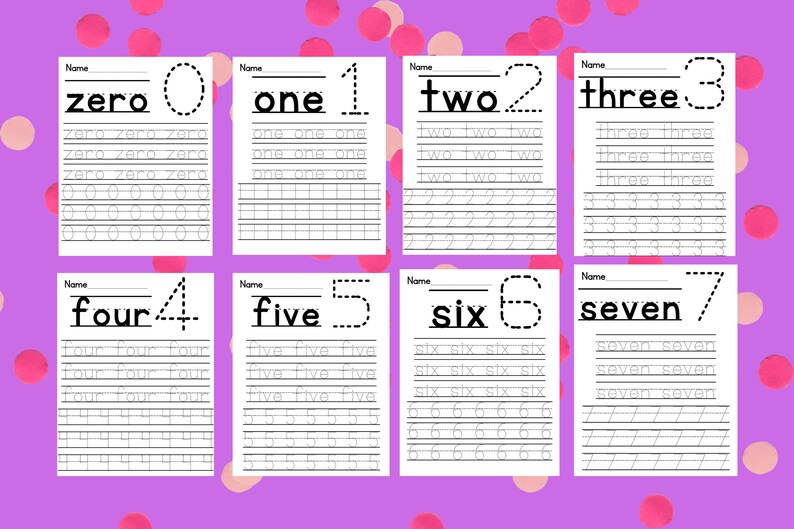 Number Practice Sheets for Preschool Daycare Homeschool Writing Numbers ...