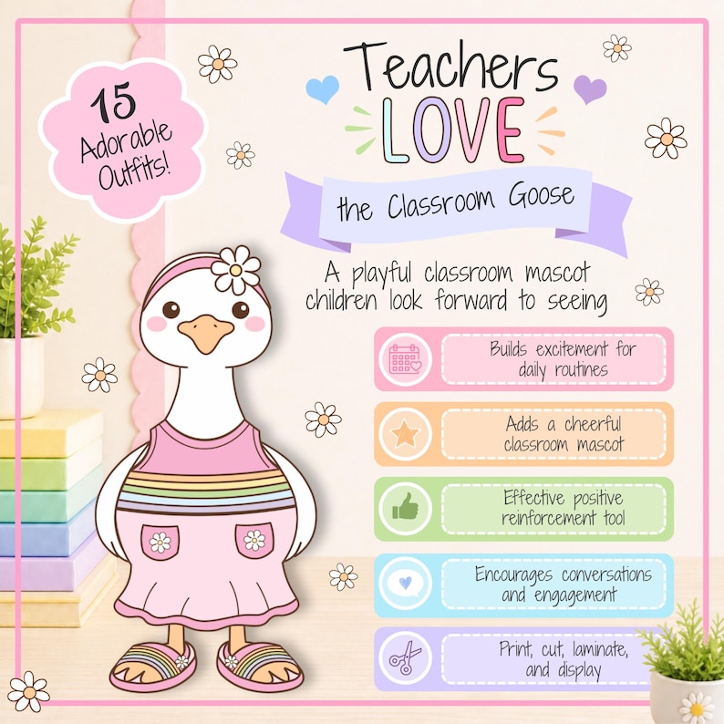 Classroom Goose Printable Decor, Porch Goose Inspired Bulletin Board ...