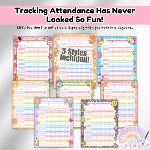 Daycare Sign in Sheets | Child Attendance Sign in and Out | Club Sign ...