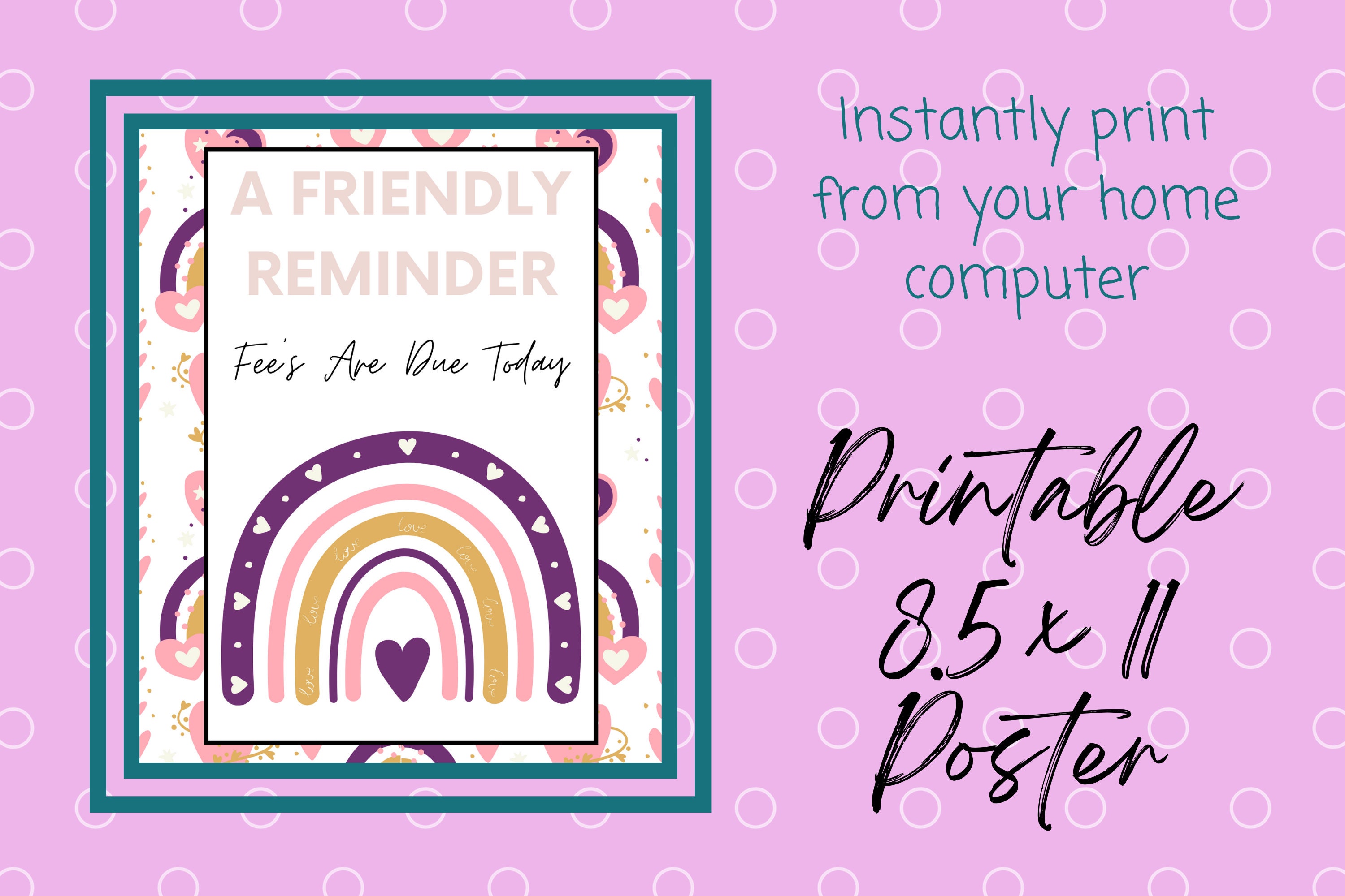 Instant Print PDF Fees Due Poster to hang in your Childcare or | Etsy