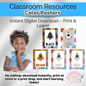 Outer Space Color Posters Classroom Decor | Preschool Daycare Posters ...
