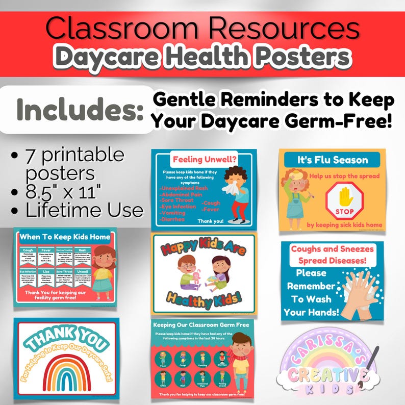 Daycare Sickness Posters | Sick Policy Posters to Help Keep Your Space ...