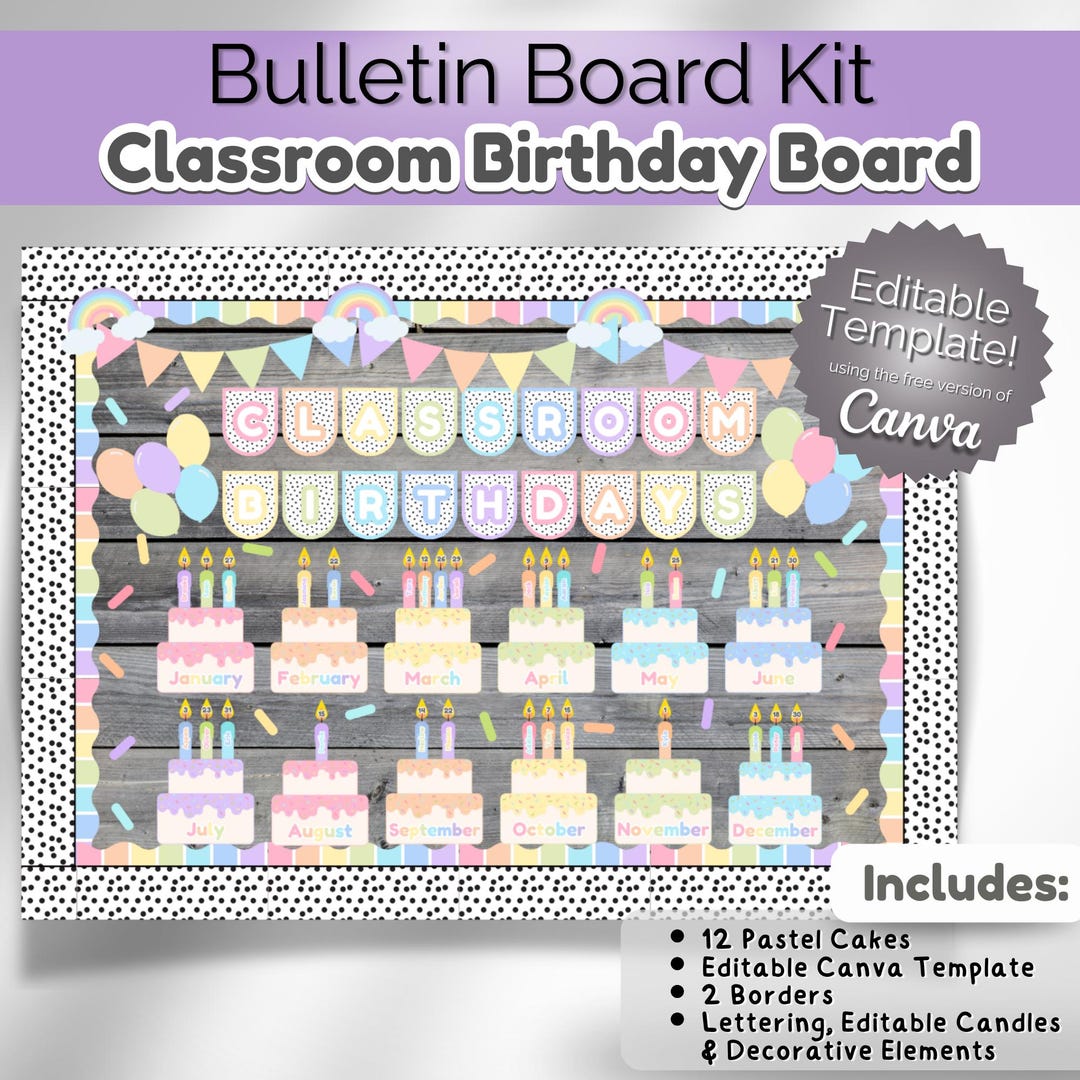 Printable Birthday Banner for Classroom & Daycare in Soft Pastels ...