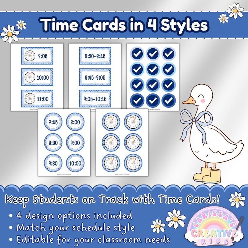 Silly Goose Visual Classroom Schedule Cards | Editable Daily Routine ...